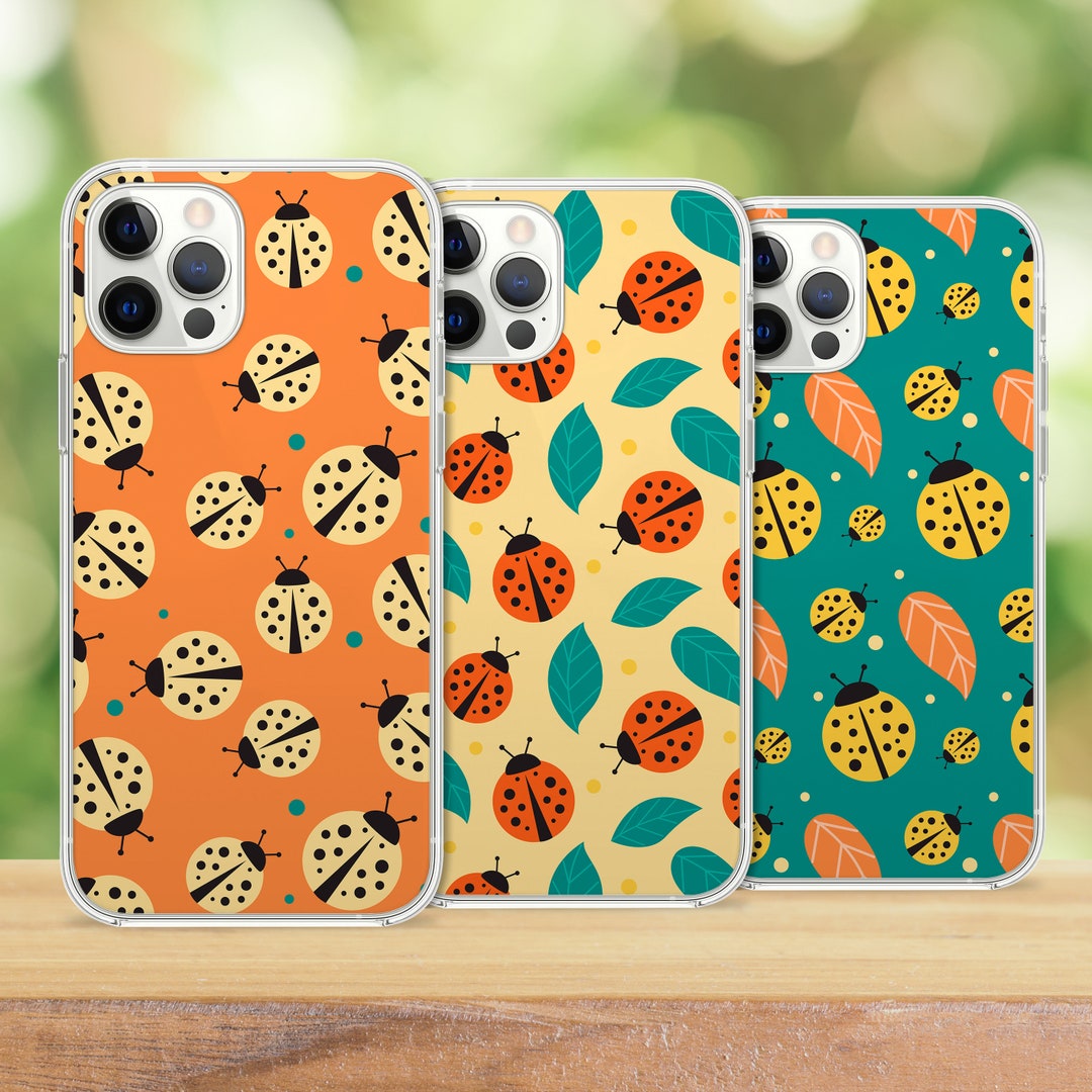 Lady Bug Phone Case, Cute Fun Aesthetic Orange Green Peach Pink Bug ...