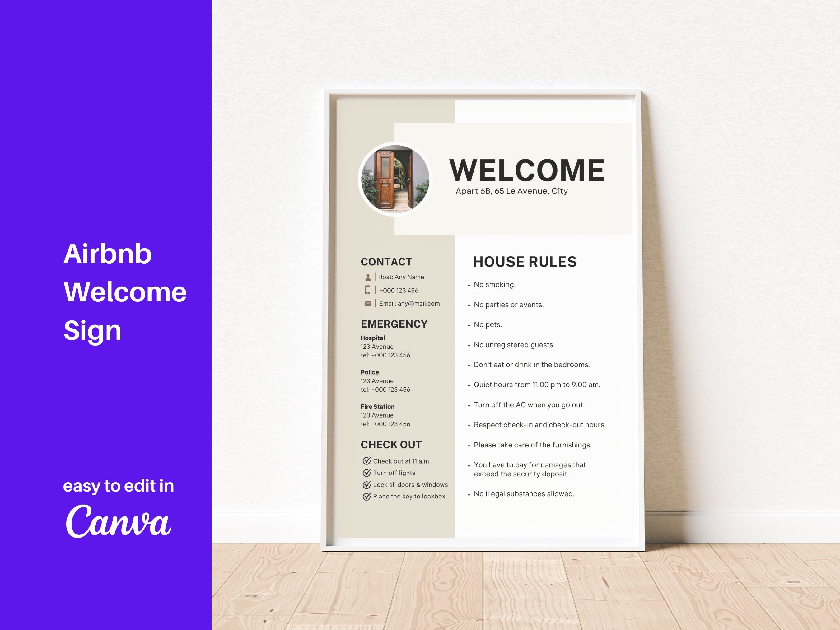 Editable Airbnb House Rules Template: Beige Welcome Guide (canva) - Etsy