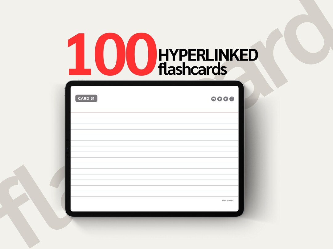100 Digital Flashcards Hyperlinked - Minimal Index Cards - 3 Layouts ...