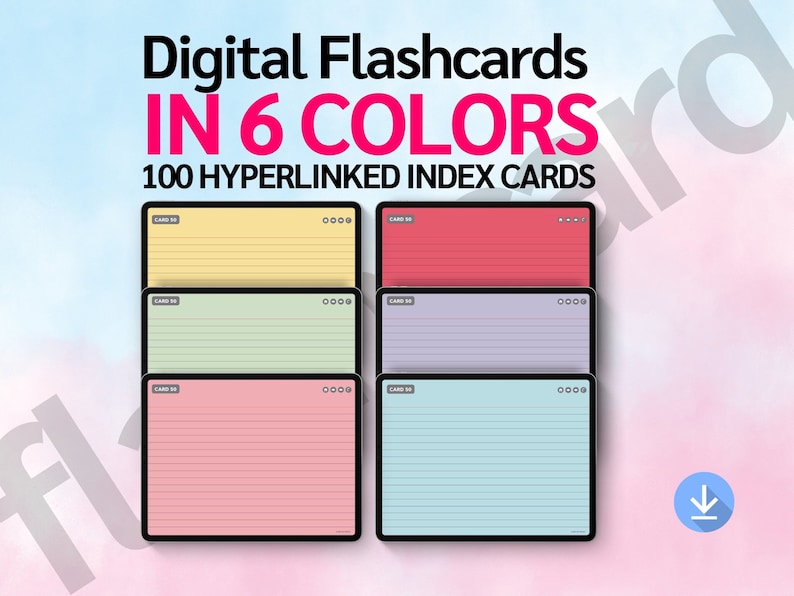 6 Colors Flashcards - 100 Digital Flash Card Hyperlinked - Colours ...