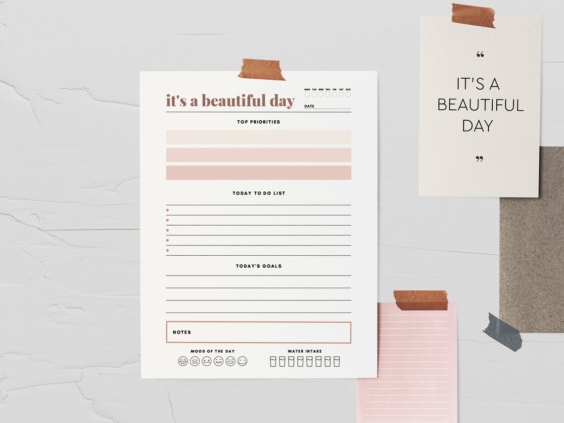 Pastel Daily Planner Printable, Daily Schedule, Daily to Do List, Goals ...