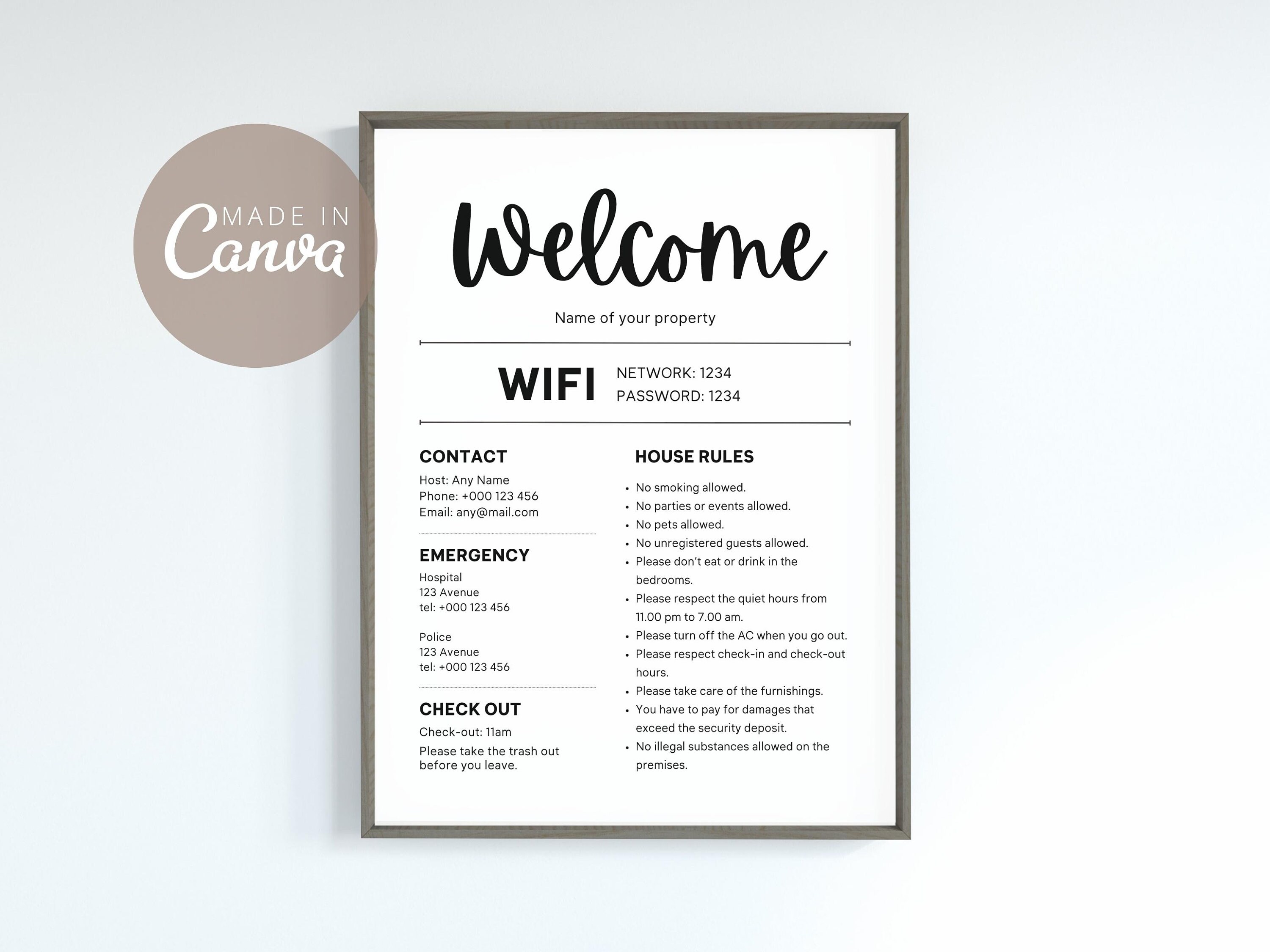 Airbnb 1 Page House Rules Editable Airbnb Welcome Sign Etsy