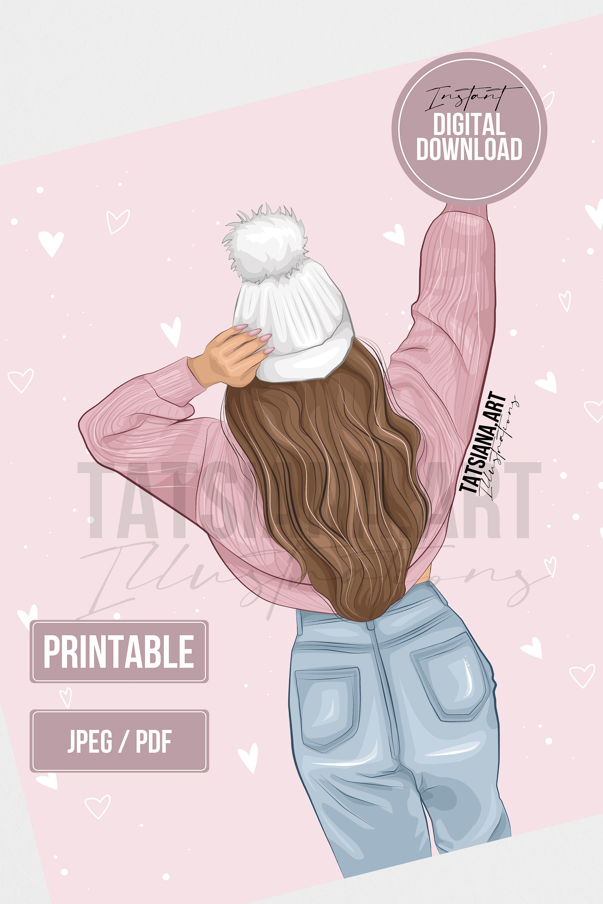 Printable Girl Illustration • Wall Art • Digital Download • Aesthetic ...