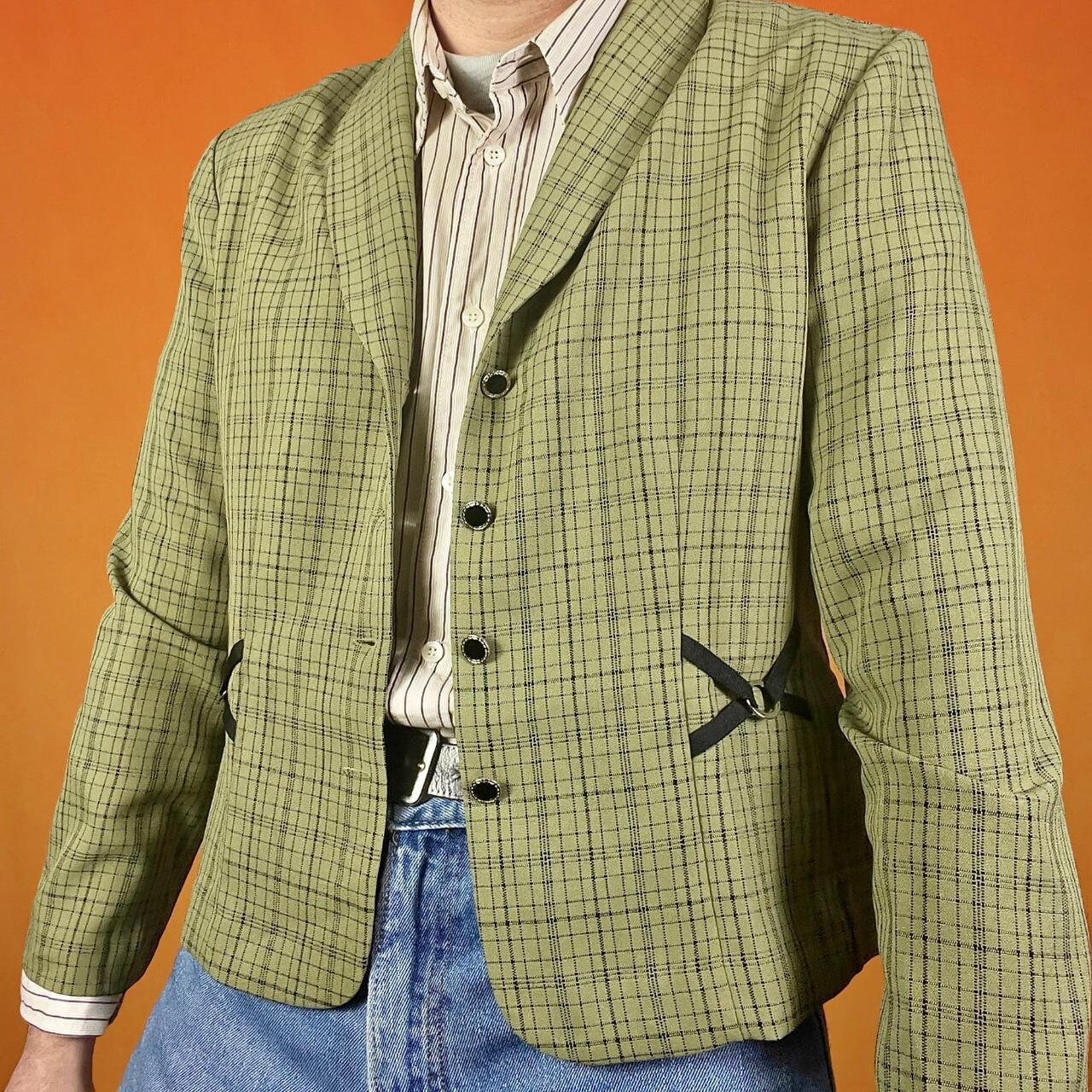 Vintage Retro Check Blazer Jacket Tartan Plaid Pattern Funky Button up ...