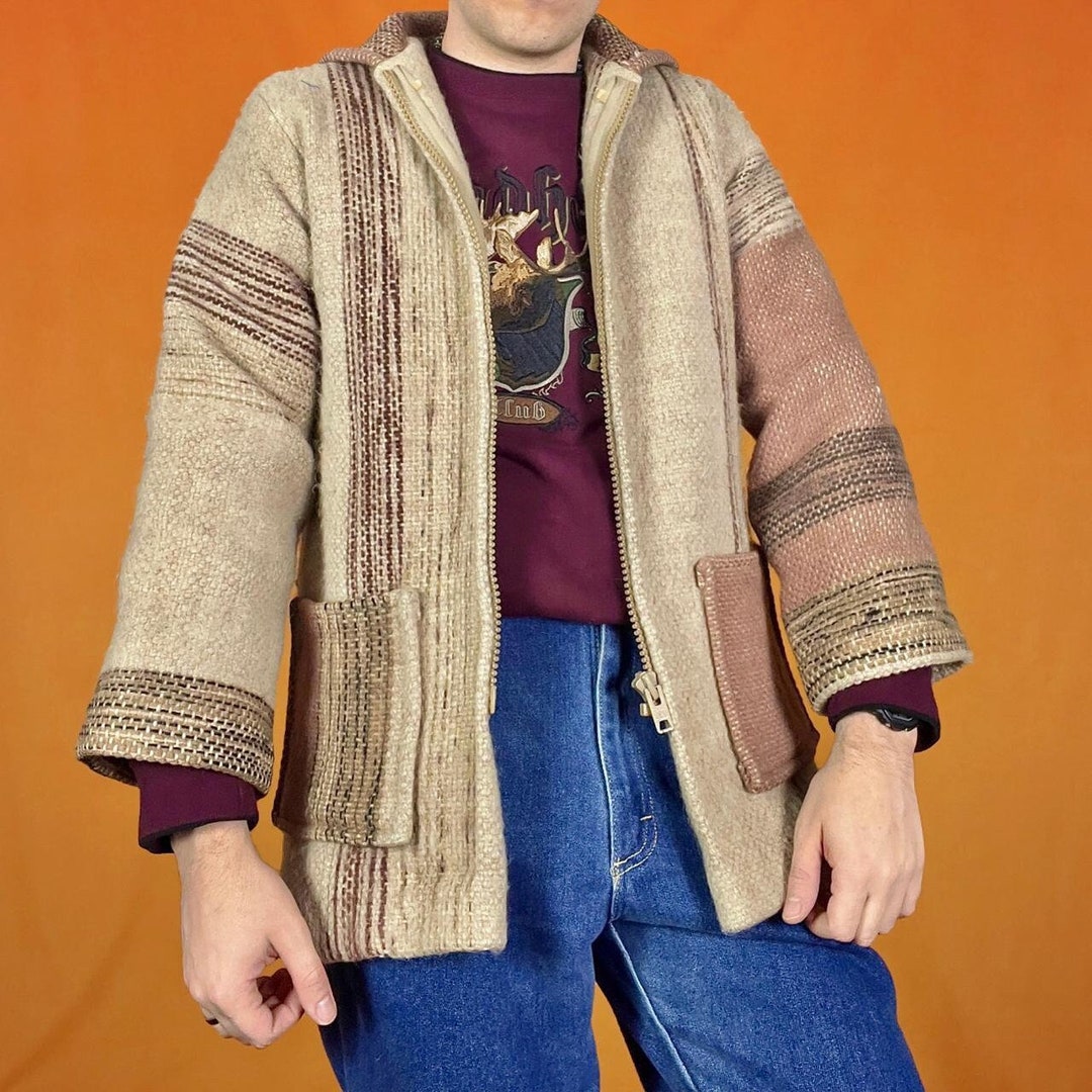 Vintage Martine Gruber Blanket Wool Coat Chunky Hand Woven Knit ...