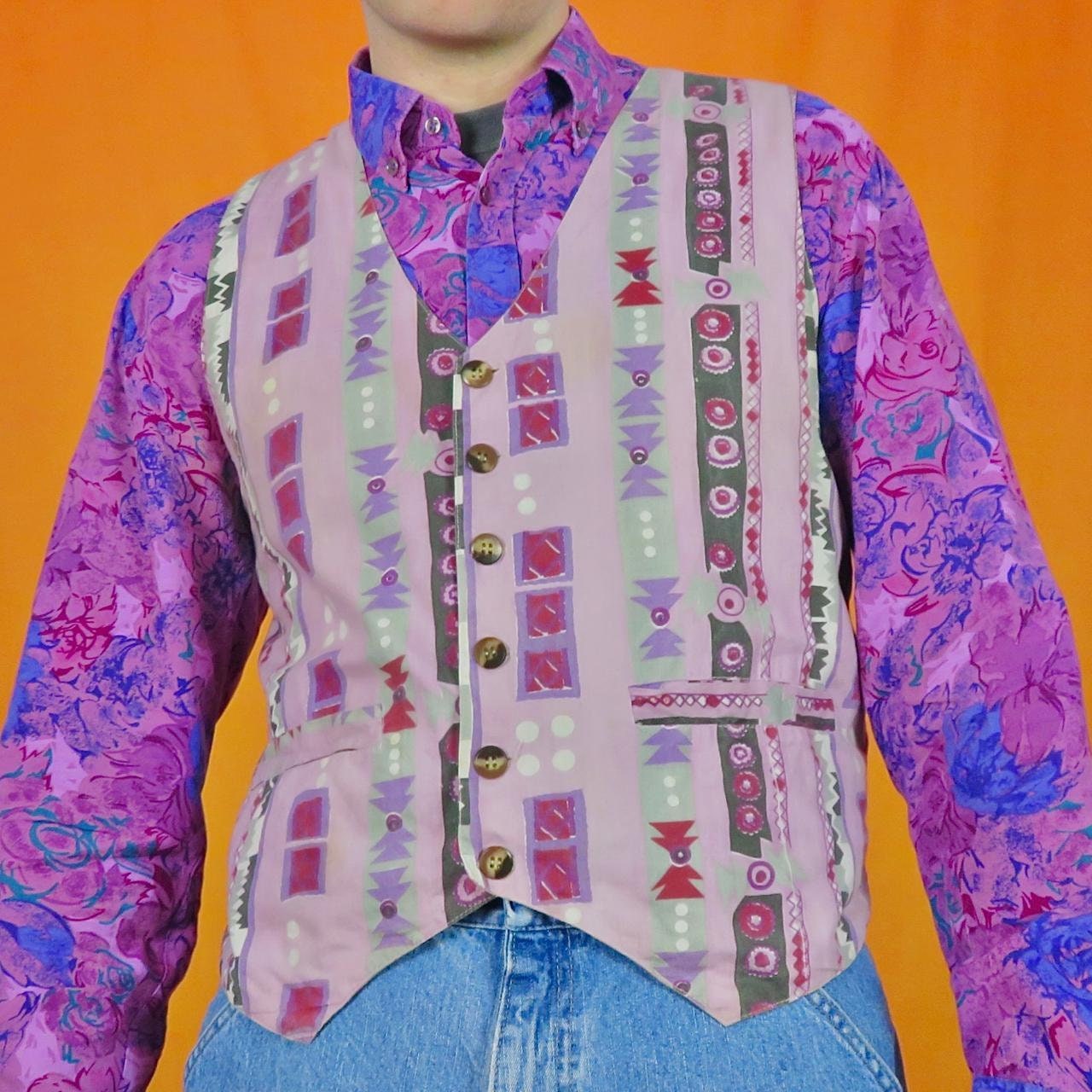 Vintage Funky Aztec Waistcoat Retro Abstract Geometric Pattern V-neck ...