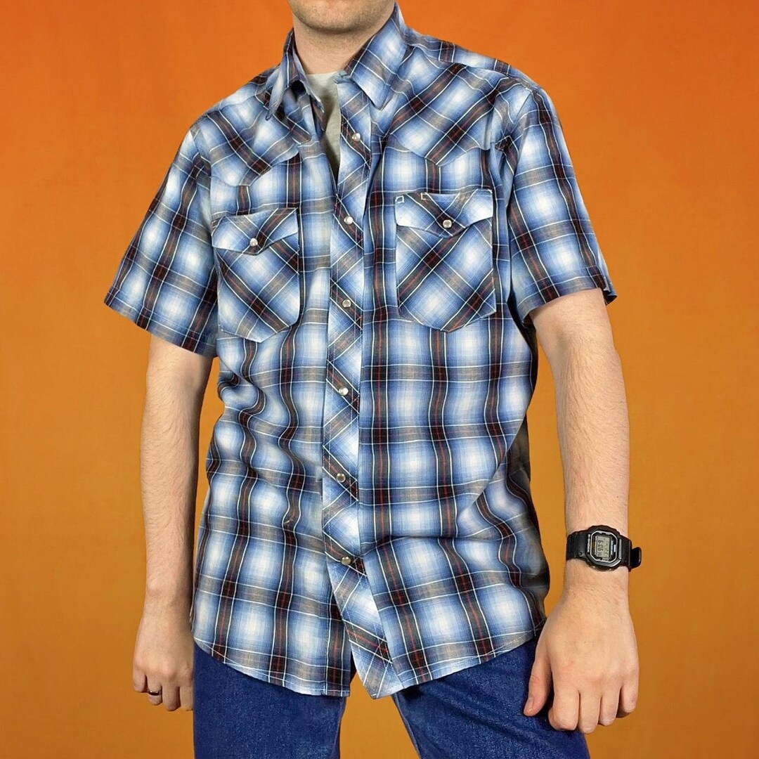 Vintage Wrangler Western Shirt Tartan Check Plaid Flannel American ...