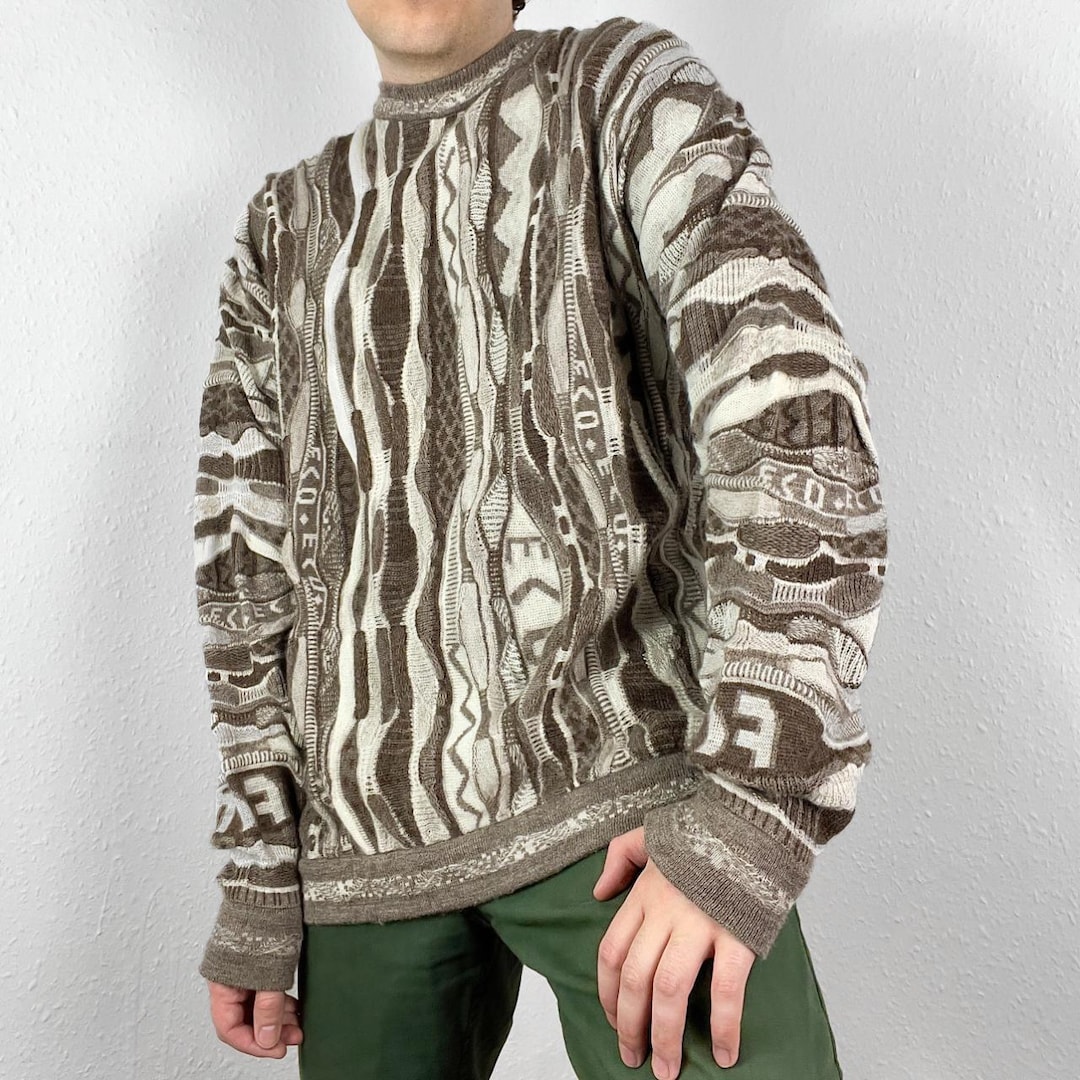 Vintage Coogi Style 3D Geometric Textured Sweater Australian Funky ...
