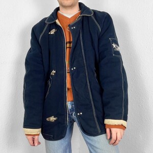 Vintage Duffle Fireman Jacket Field Barn Coat Parka Bomber Buckle ...