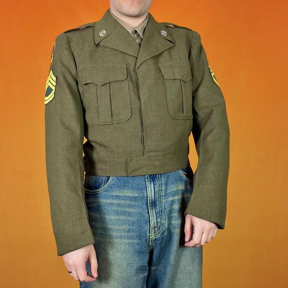 Vintage WW2 US Army Jacket Military Uniform Technical… - Gem