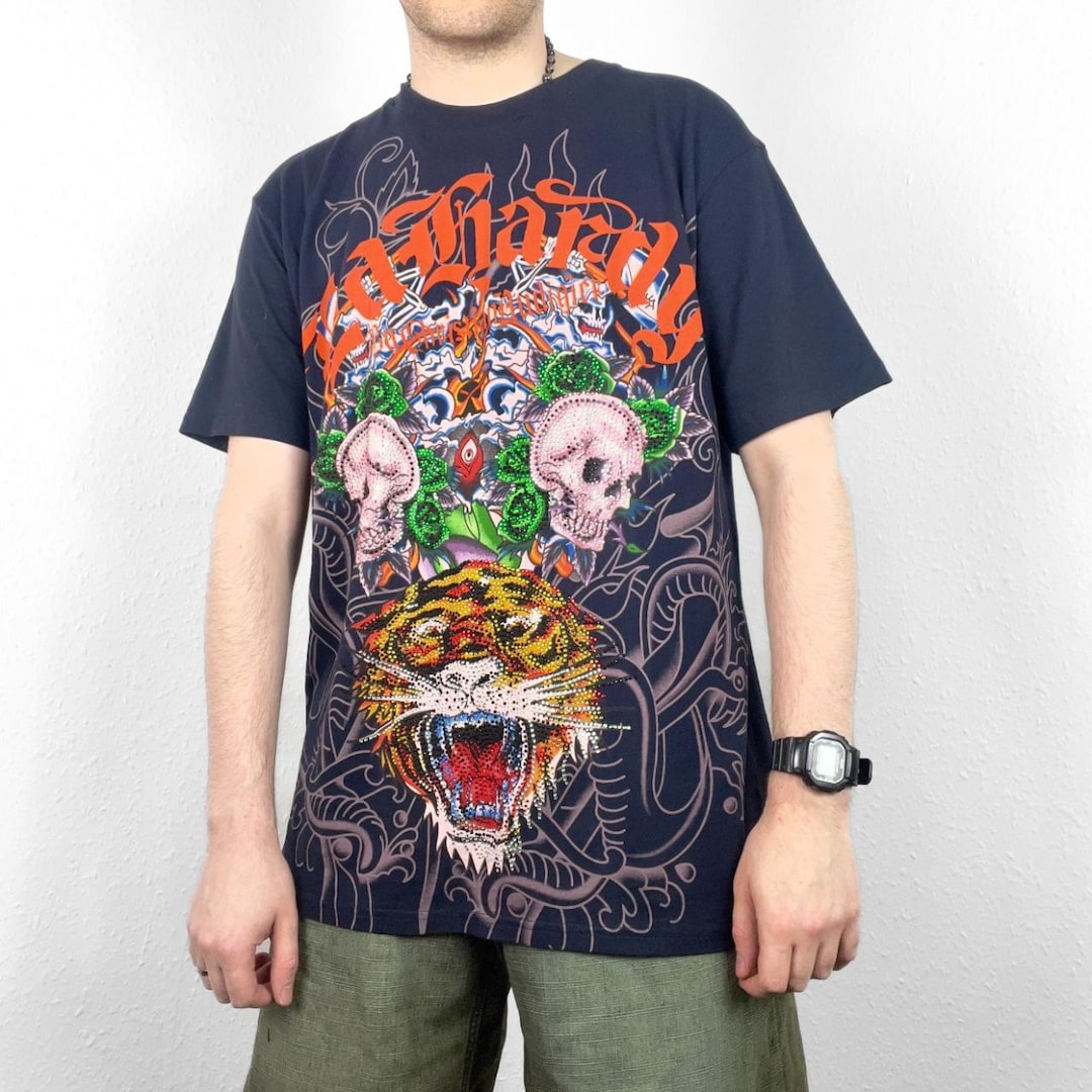 Vintage Ed Hardy Graphic T-shirt Christian Audigier Logo Print Tiger ...