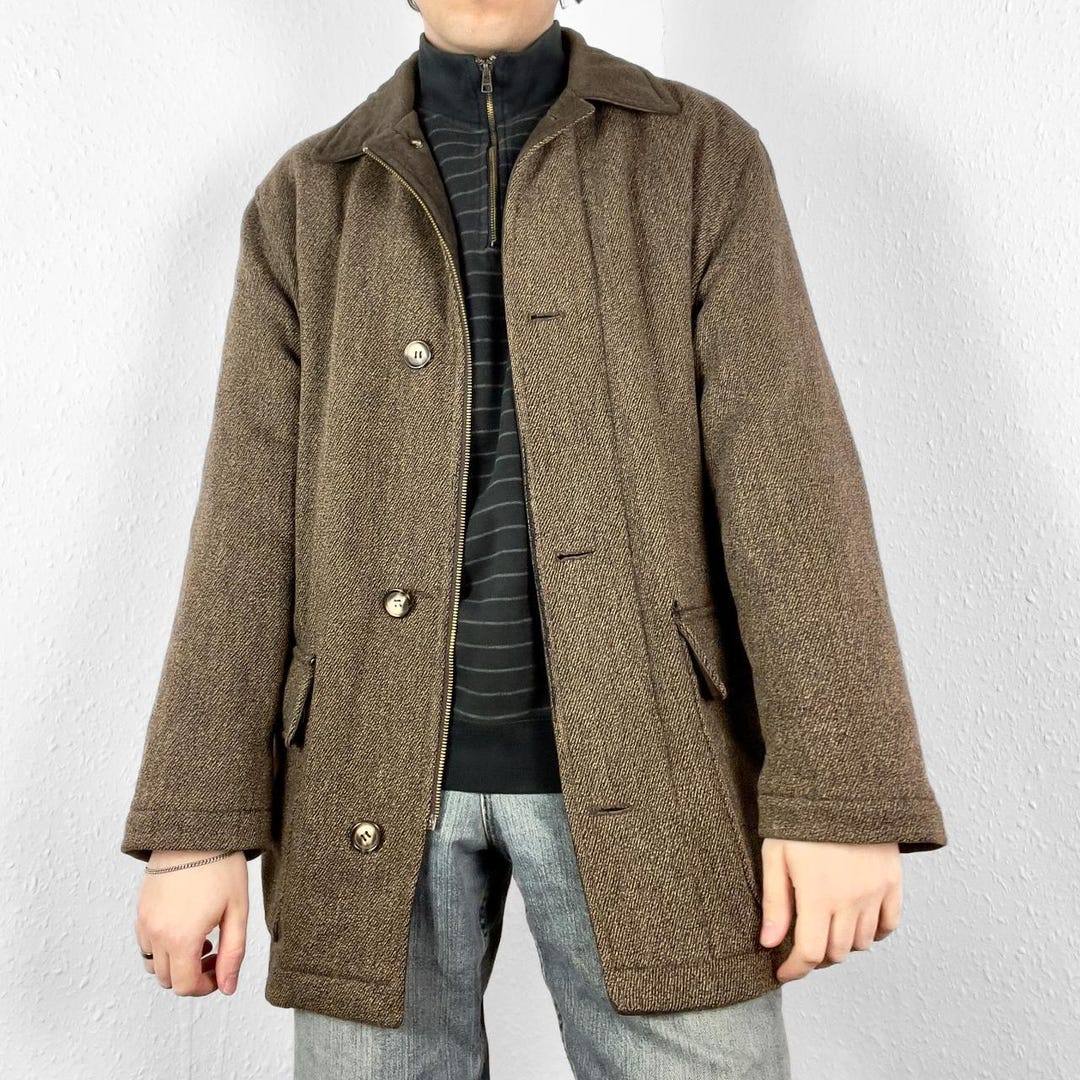 Vintage Wool Overcoat Barn Coat Field Jacket Hunting Shooting Outdoors ...
