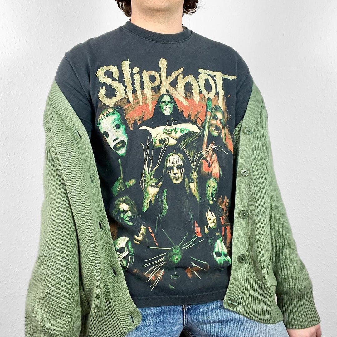 Vintage Slipknot Band T-shirt Graphic Print Pentagram Metal Music ...