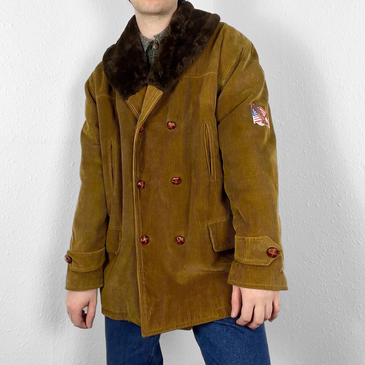 Vintage Corduroy Overcoat Ranch Barn Coat Faux Fur Sherpa Shawl ...