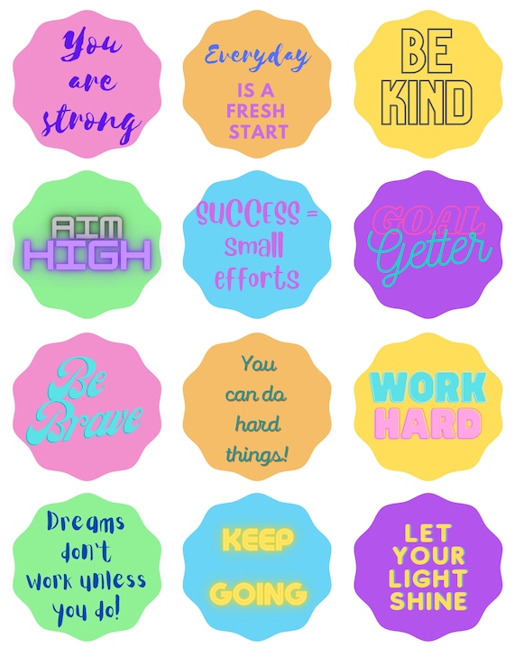 Kids39 Encouragement Notes Stickers Printable Sheets