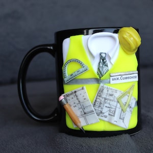 3D Custom Engineer Mug - Civil Engineer Gift - Handmade Polymer Clay ...