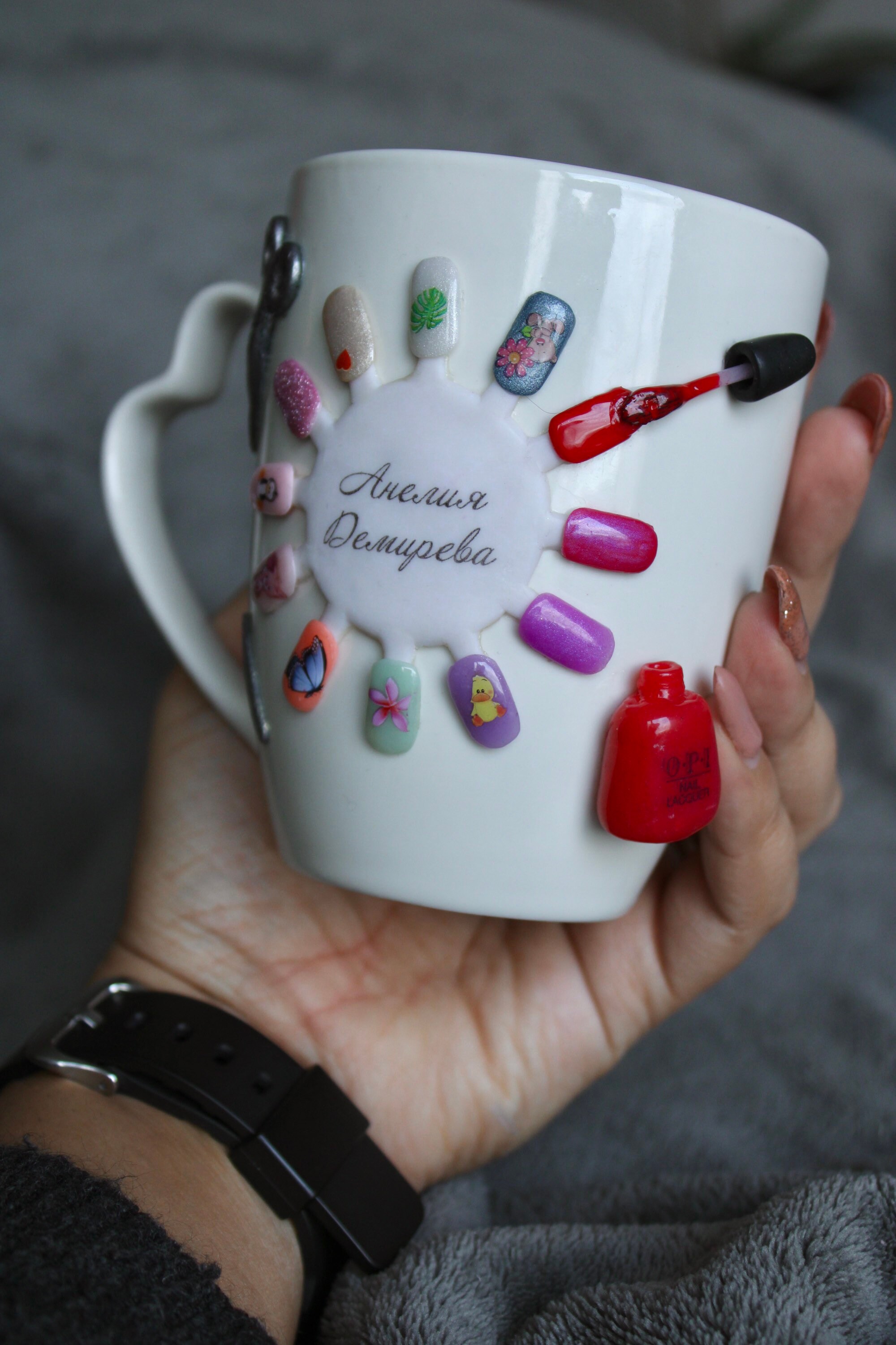 Custom Nail Artist Mug - Nail Artist Gift - Handmade Polymer Clay Mug ...