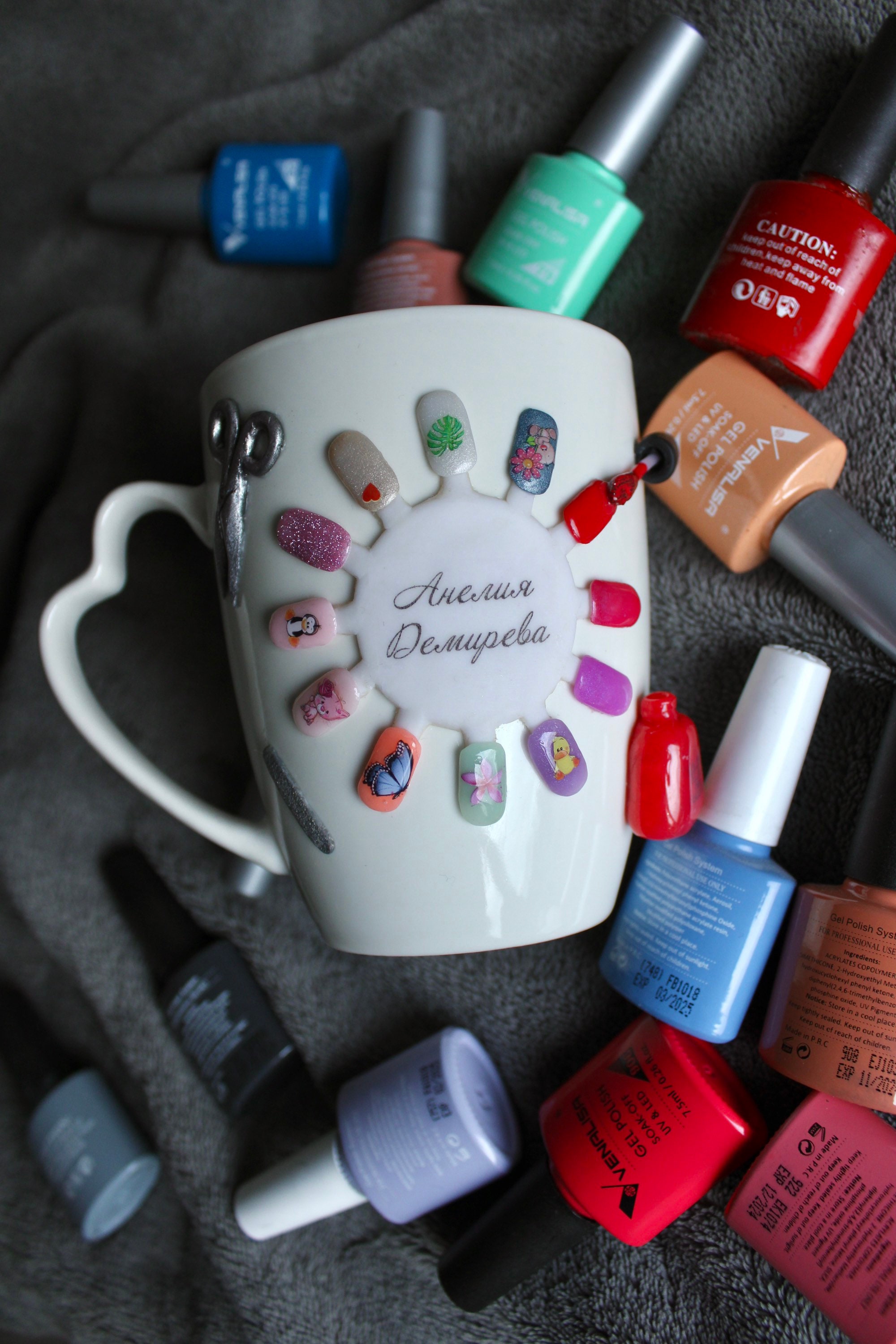 Custom Nail Artist Mug - Nail Artist Gift - Handmade Polymer Clay Mug ...