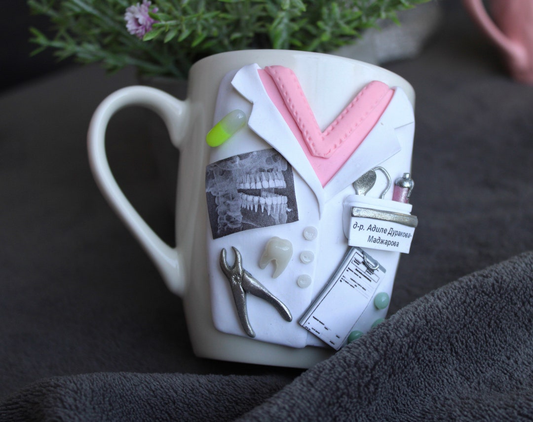 Custom Dentist Mug - Dentist Gift - Handmade Polymer Clay Mug - Gift ...