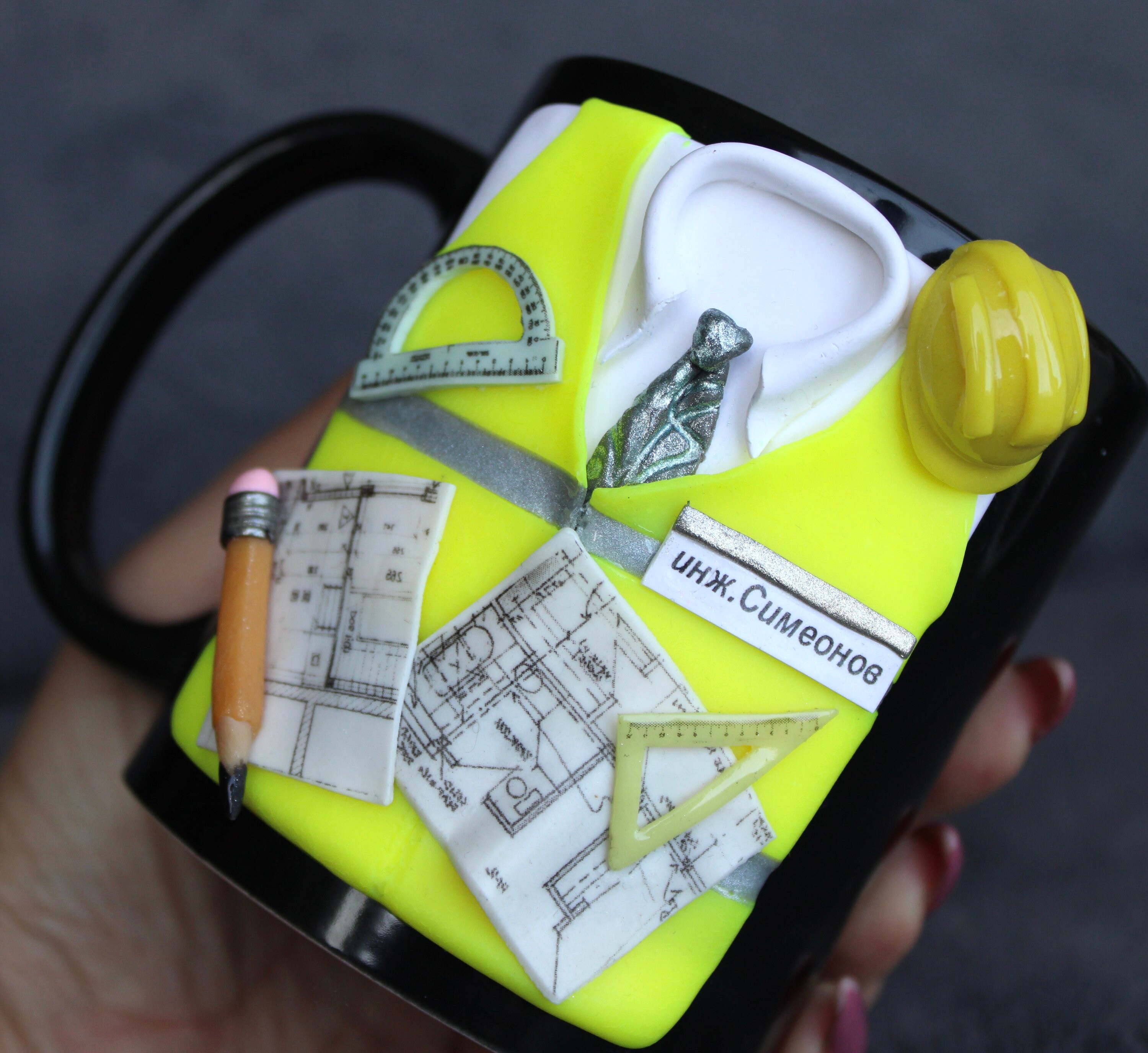 3D Custom Engineer Mug - Civil Engineer Gift - Handmade Polymer Clay ...