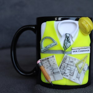 3D Custom Engineer Mug - Civil Engineer Gift - Handmade Polymer Clay ...