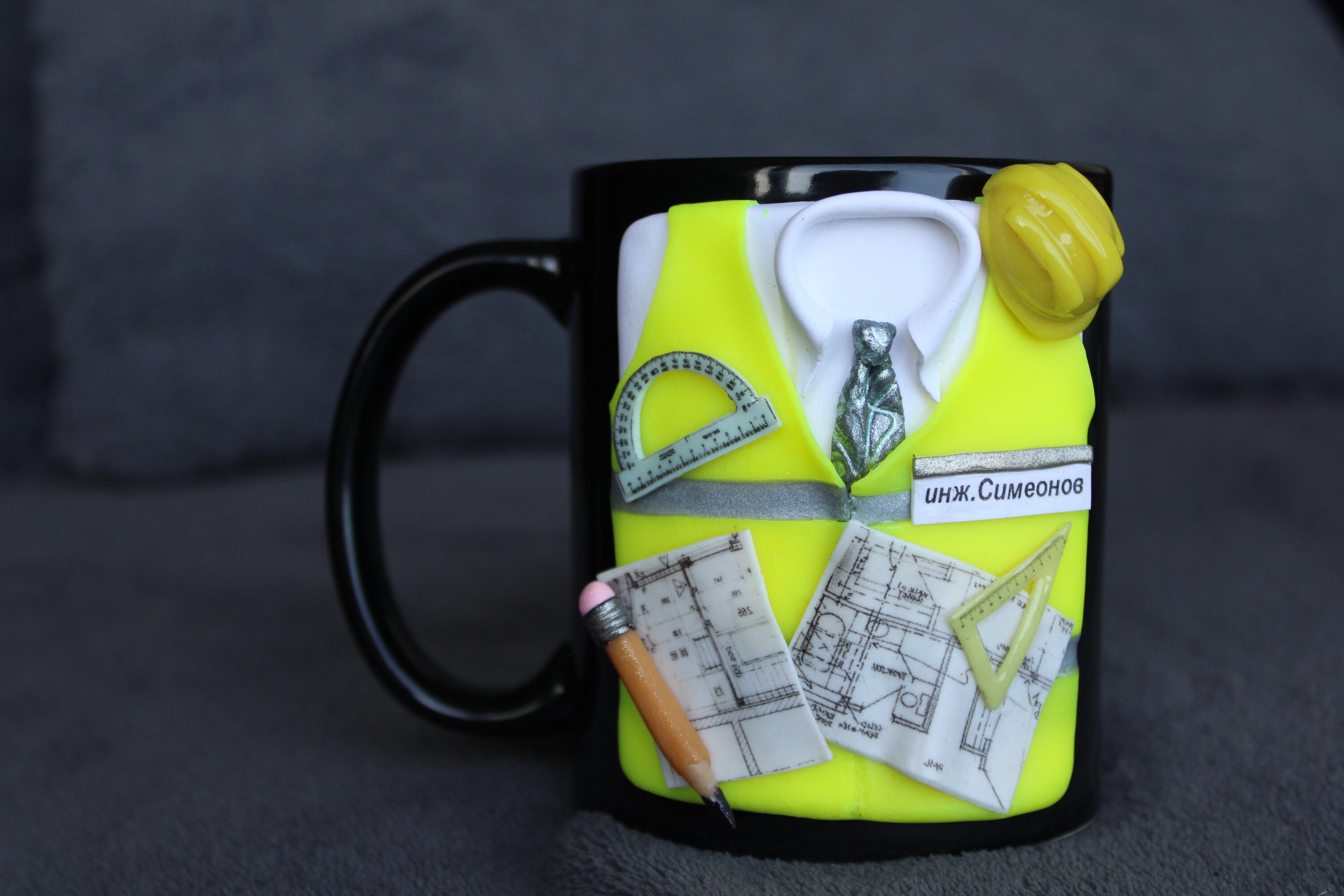 3D Custom Engineer Mug - Civil Engineer Gift - Handmade Polymer Clay ...