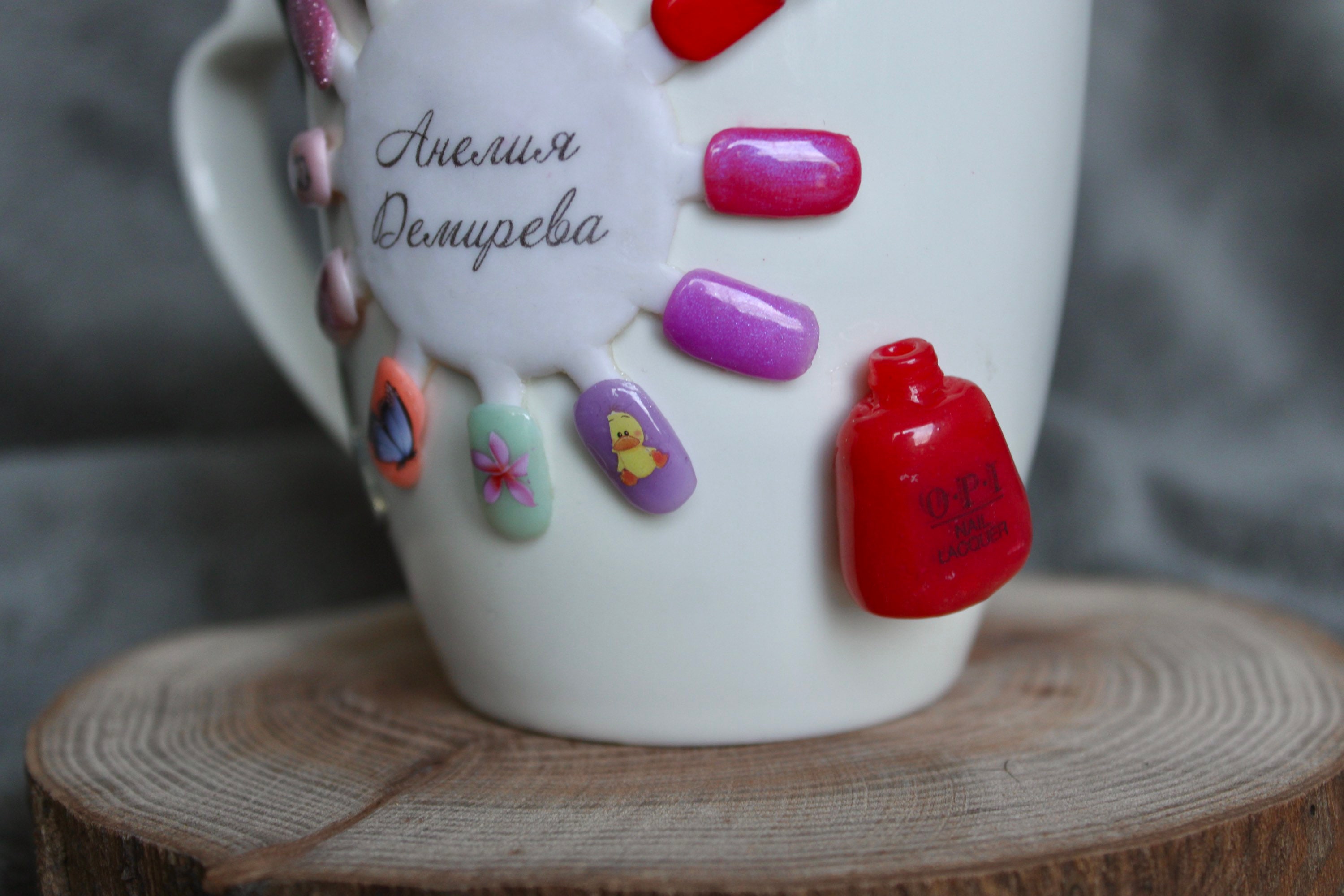 Custom Nail Artist Mug - Nail Artist Gift - Handmade Polymer Clay Mug ...