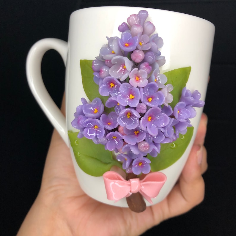Handmade Flowers Mug Mother's Day Gift Polymer Clay - Etsy