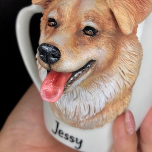 Custom Dog Mug From A Photo Personalized Polymer Clay Dog Mug 3d Dog ...