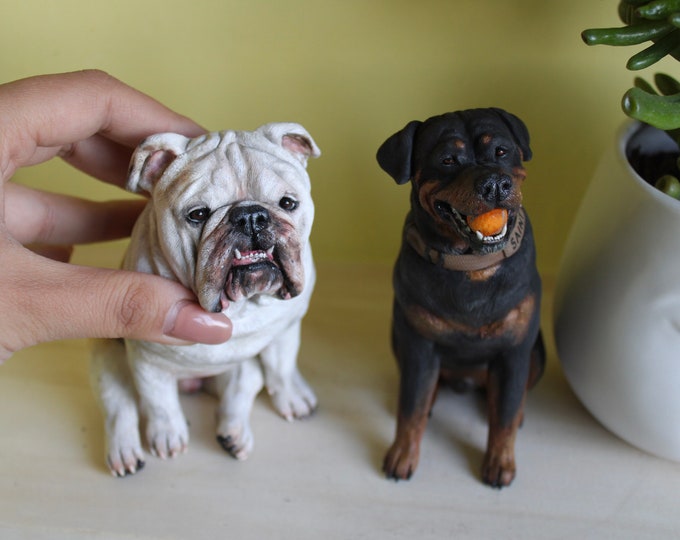 Custom Dog Sculpture Handmade Dog Figurine Polymer Clay Pet Handmade ...