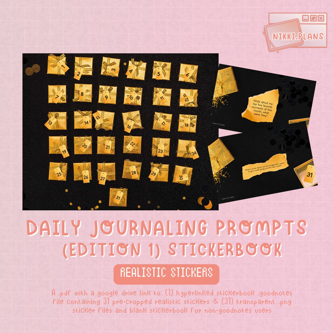 Daily Prompts Ed. 1 Realistic Digital Sticker Kit, Goodnotes ...