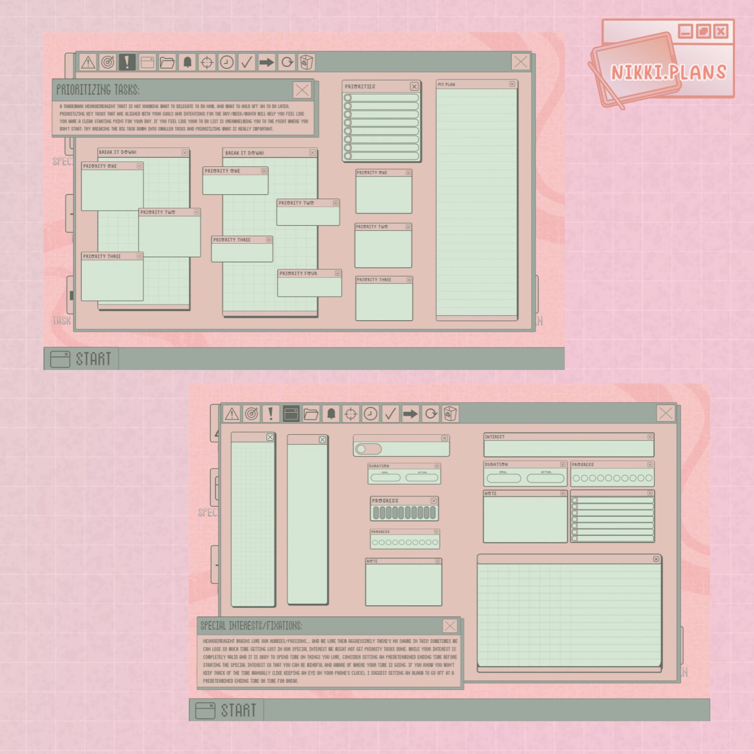 Neurodivergent.exe Stickerbook Pastel Plant Digital Sticker - Etsy