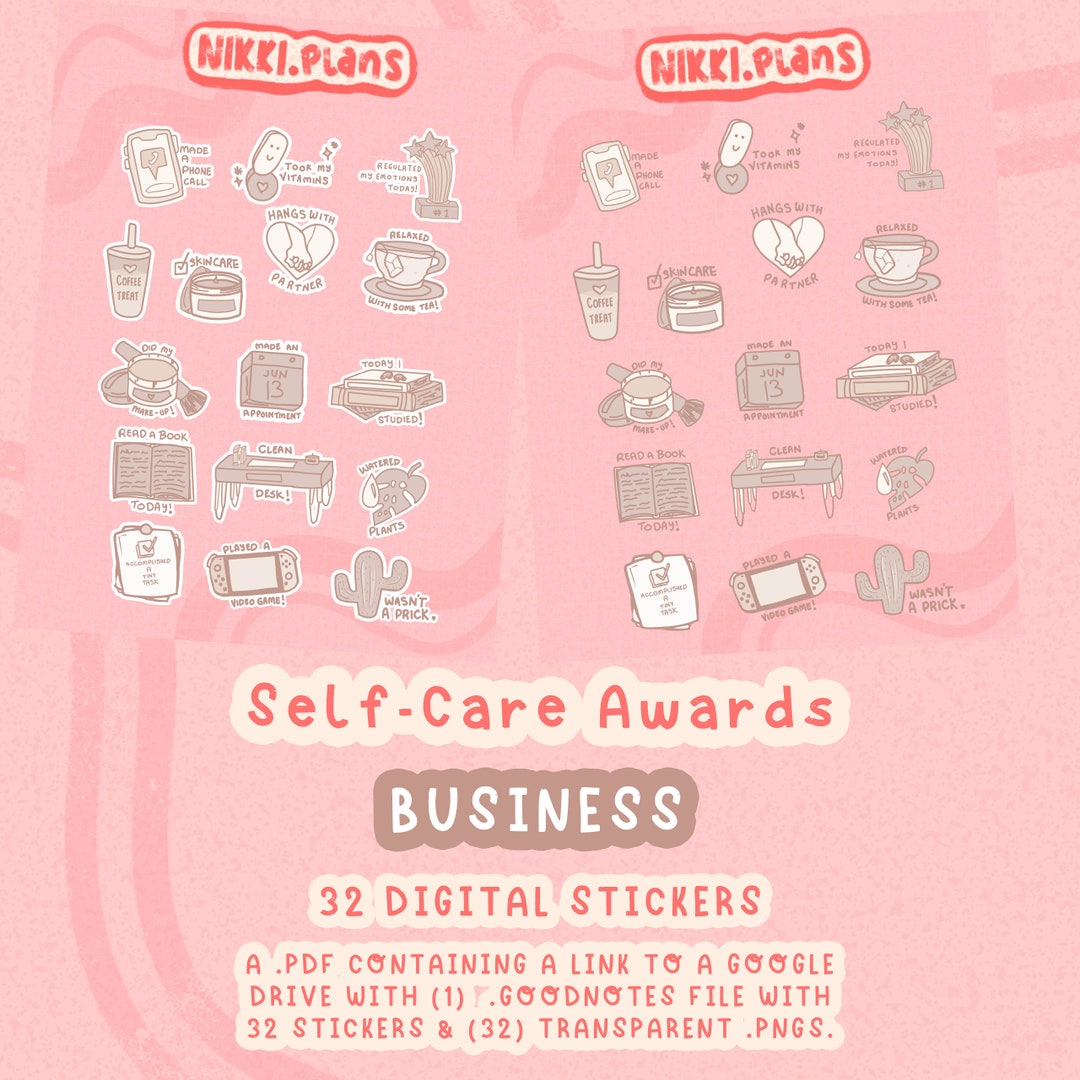 Self Care Awards Business Digital Sticker Pack - Etsy