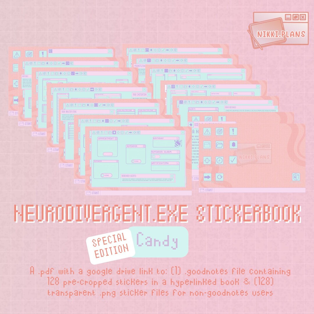 Neurodivergent.exe Stickerbook Candy Digital Sticker Book - Etsy