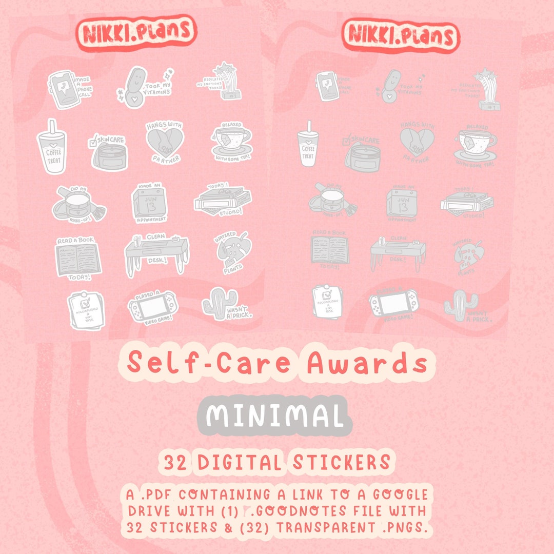 Self Care Awards - Minimal Digital Sticker Pack - Etsy