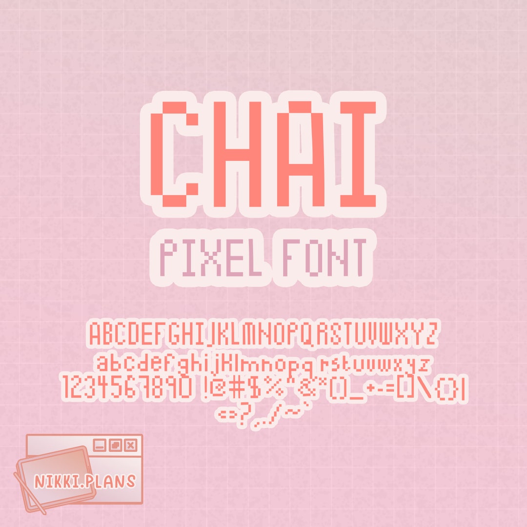 Chai Pixel Font, Cute Pixel Font, Display Font, OTF, TTF, Digital ...