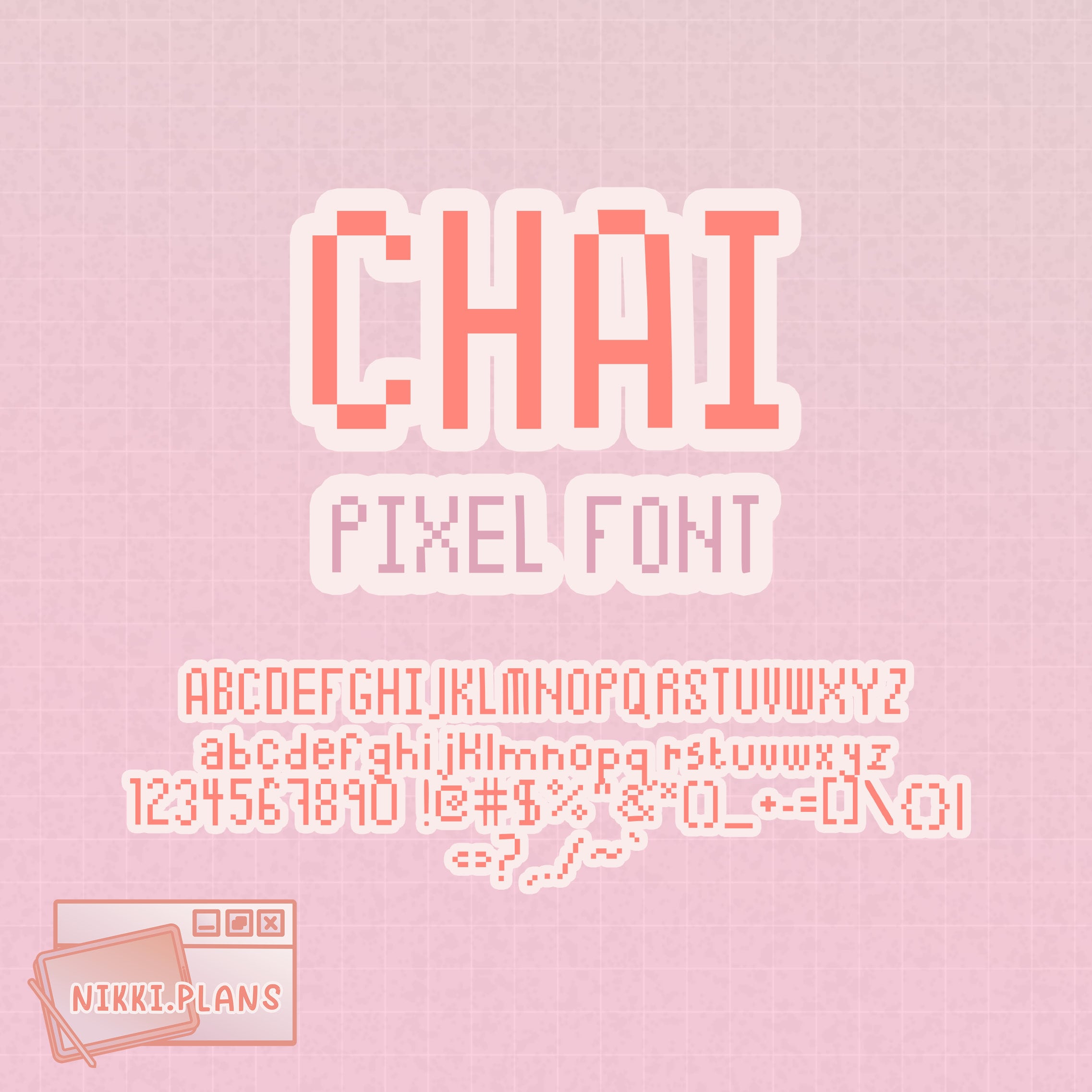 Chai Pixel Font, Cute Pixel Font, Display Font, OTF, TTF, Digital ...