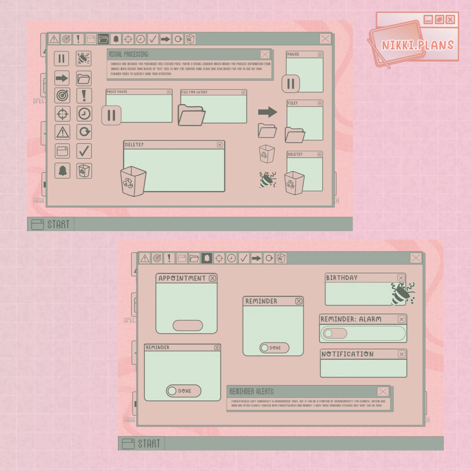 Neurodivergent.exe Stickerbook Pastel Plant Digital Sticker - Etsy