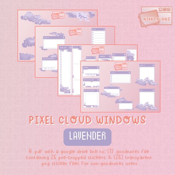 Pixel Cloud Windows Lavender Digital Sticker Pack Goodnotes | Etsy