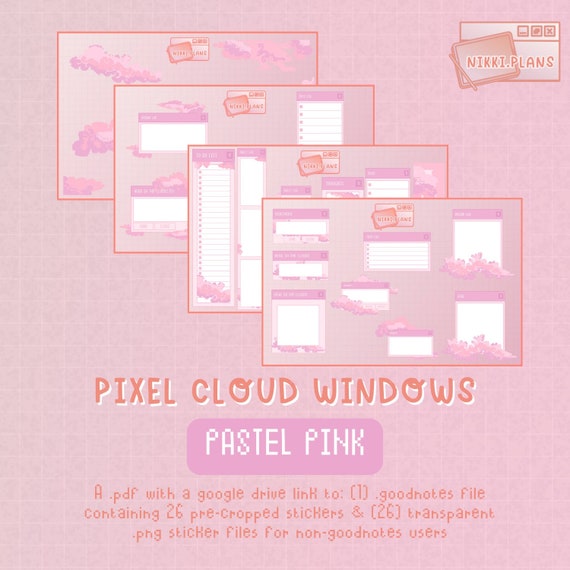 Pixel Cloud Windows Pastel Pink Digital Sticker Pack - Etsy