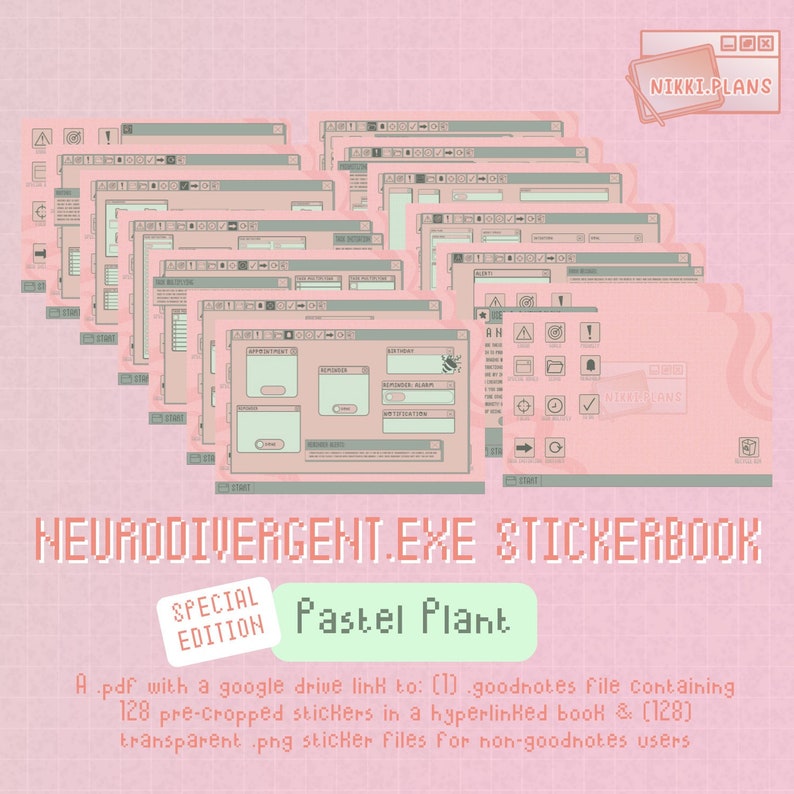 Neurodivergent.exe Stickerbook Pastel Plant Digital Sticker Book, 100 ...