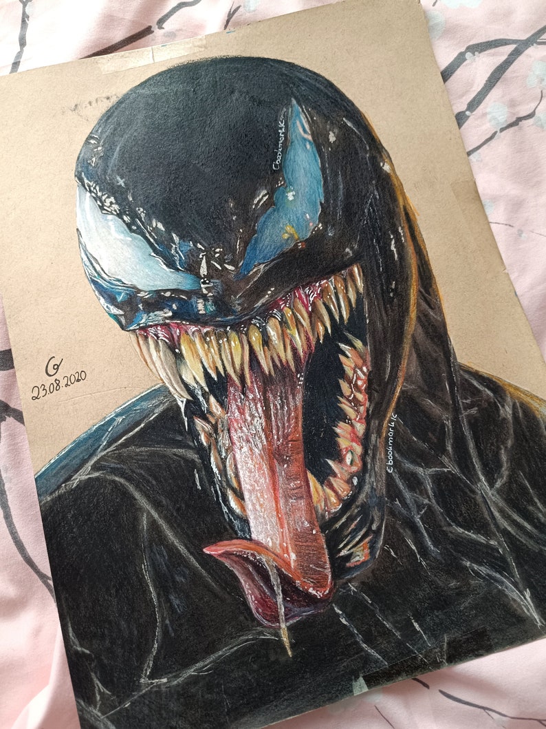 Venom Drawing Print Marvel Spiderman Tom Hardy Poster Art Illustration ...