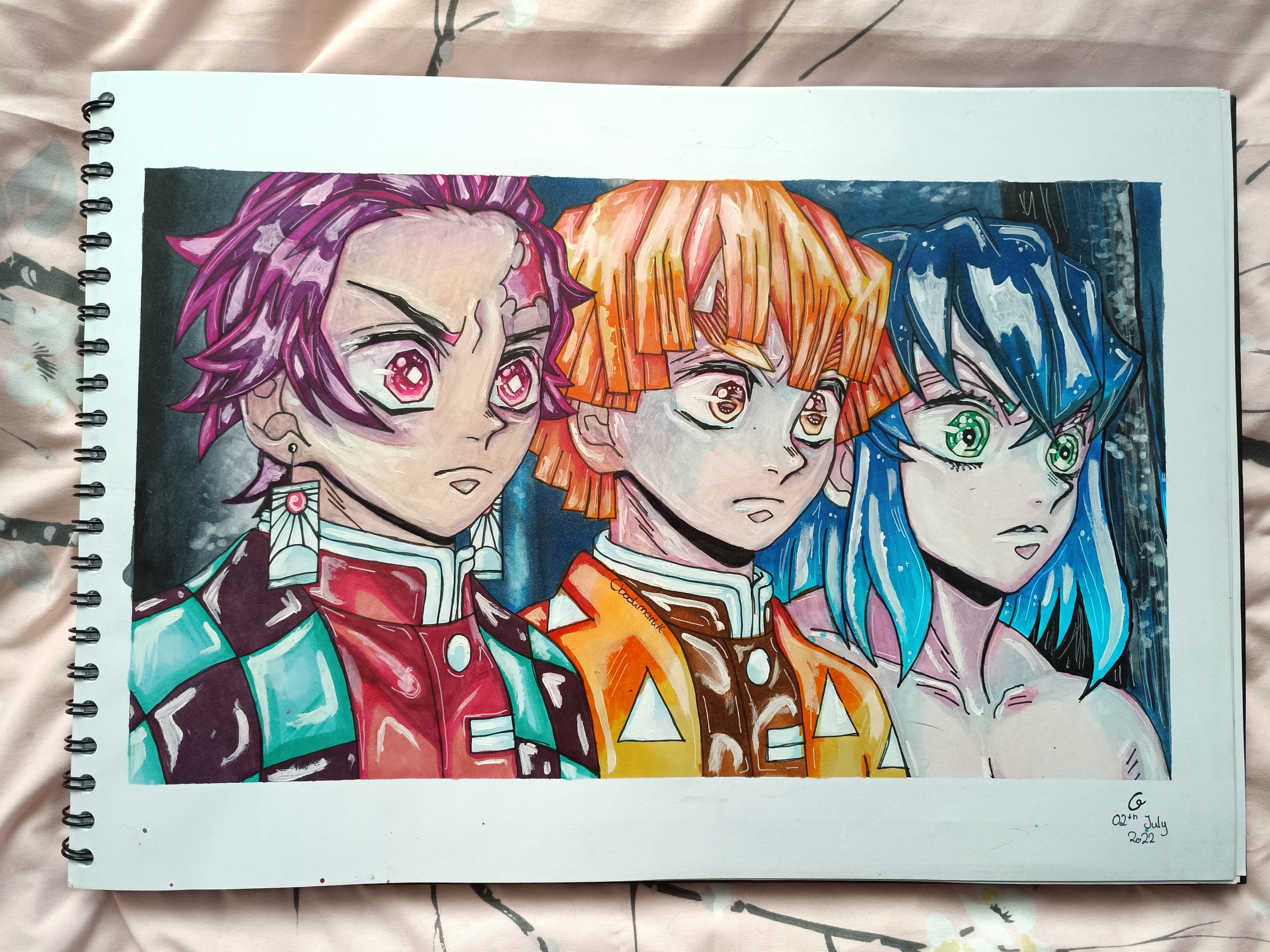 Demon Slayer Tanjiro Zenitsu & Inosuke Drawing Print - Etsy