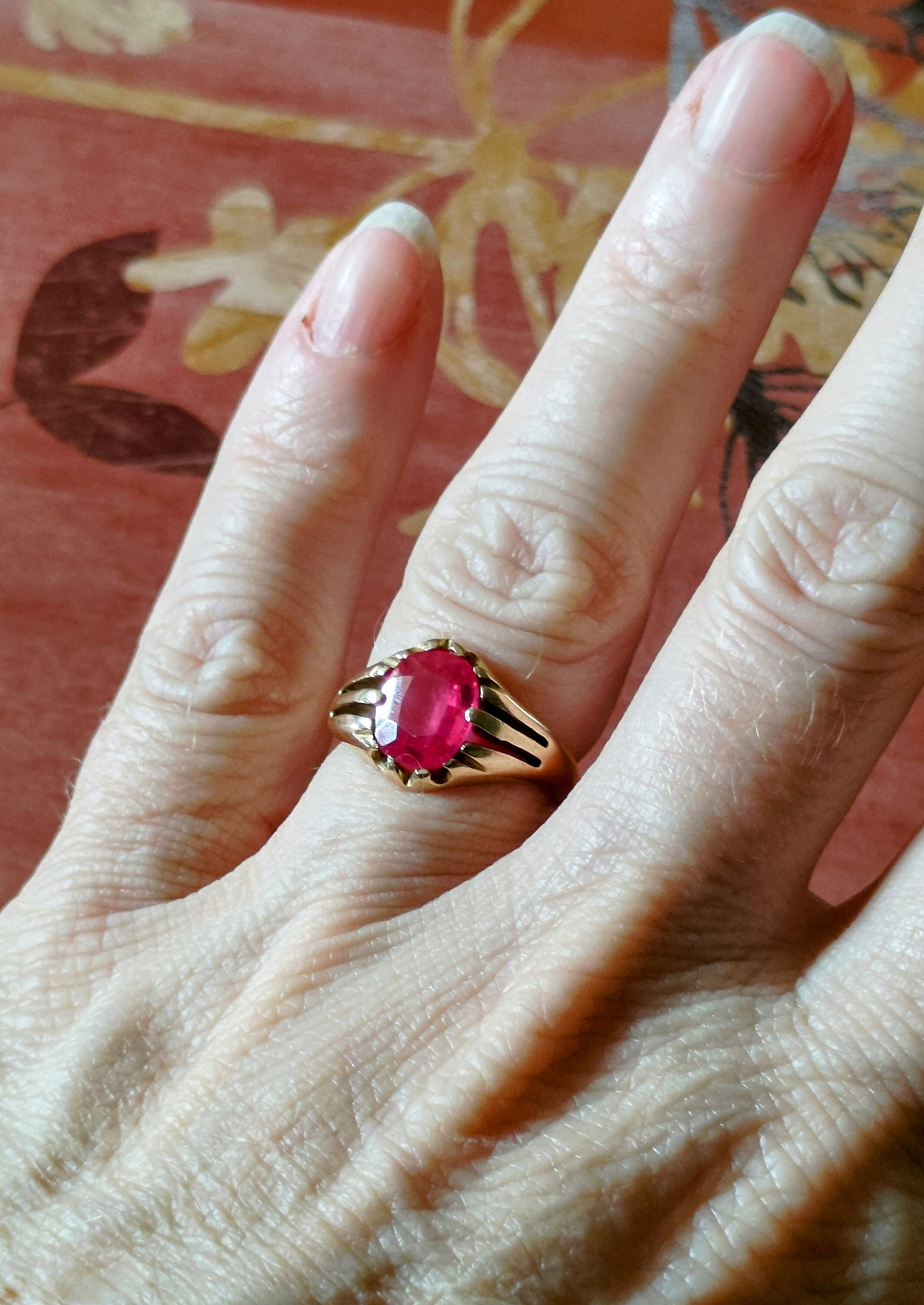 Vintage 9ct Gold Ruby Signet / Pinky Ring - Etsy
