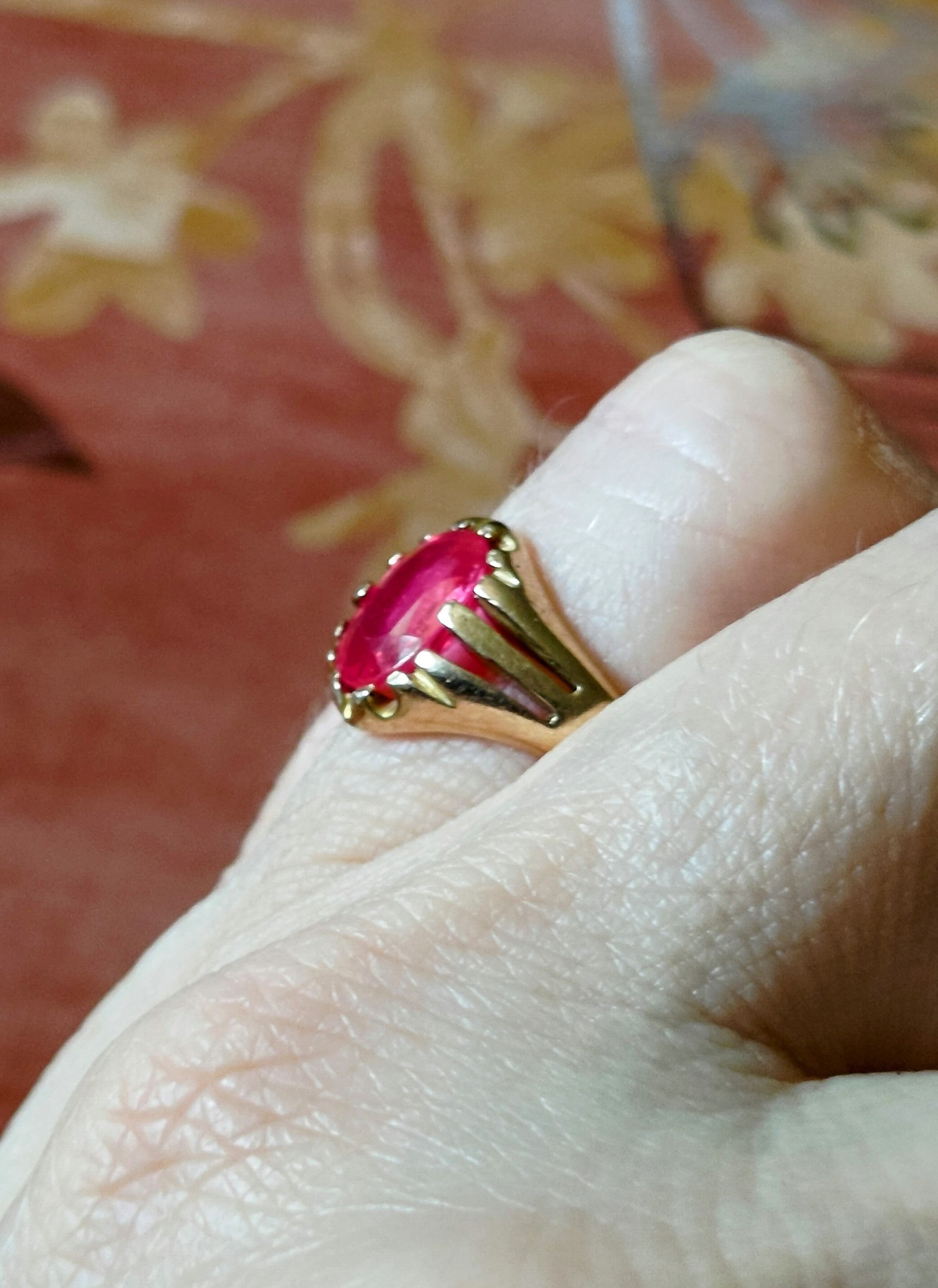 Vintage 9ct Gold Ruby Signet / Pinky Ring - Etsy