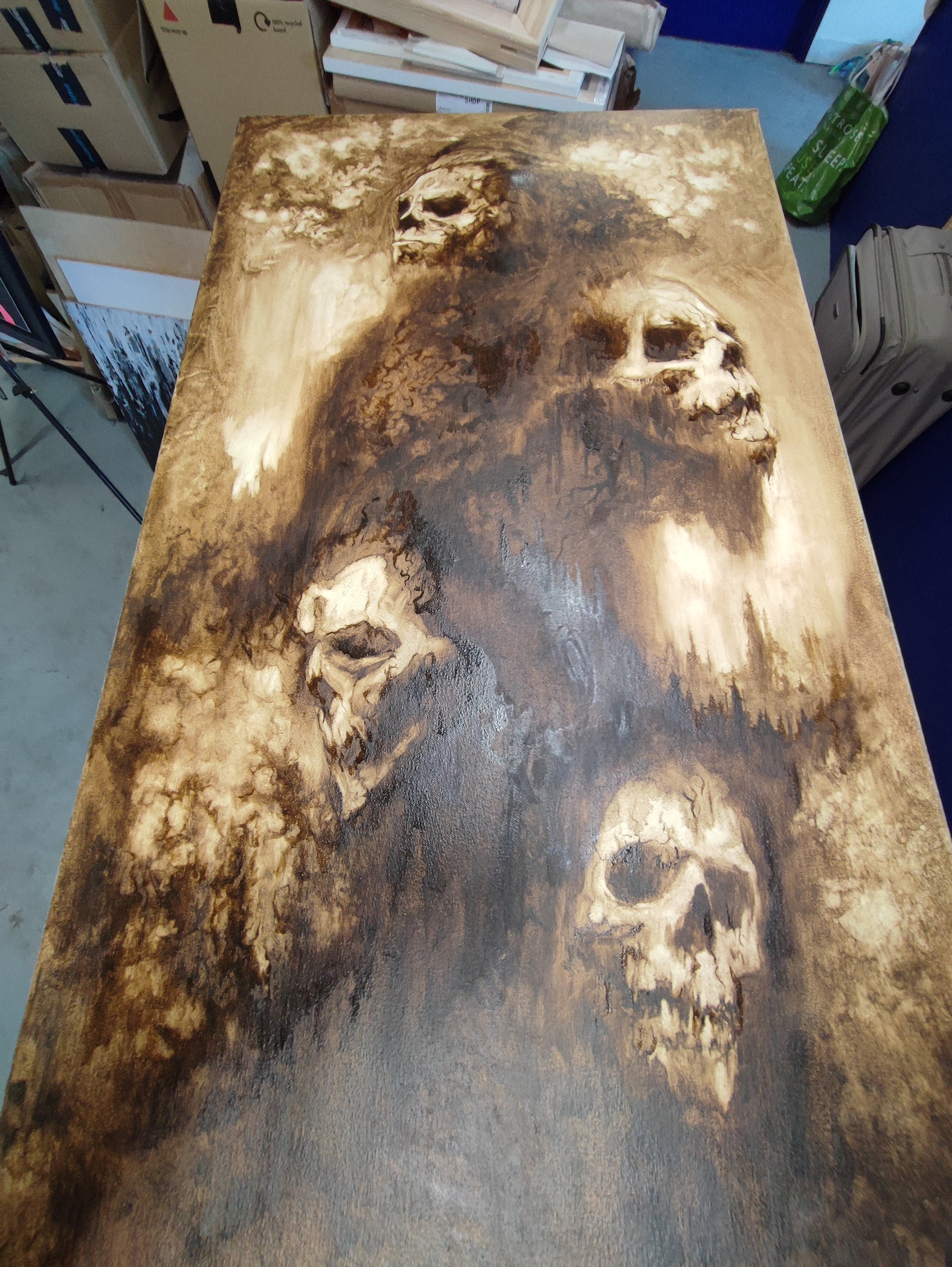 The Four Original Gothic Oil Painting. Horror Macabre Art Fans. Tonal ...