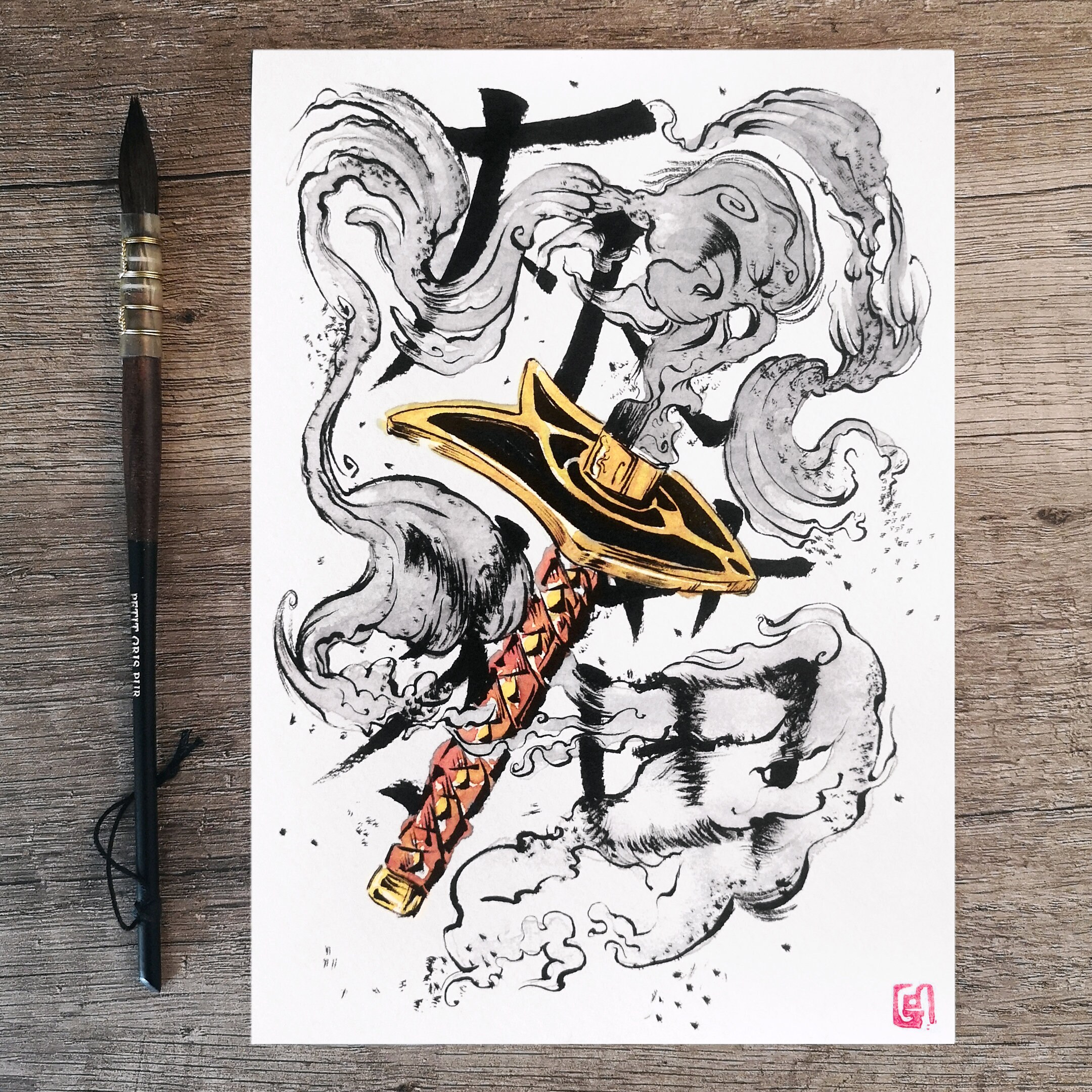 Fanart Manga Anime Kanji Watercolor and Calligraphy Art Print Inspired ...