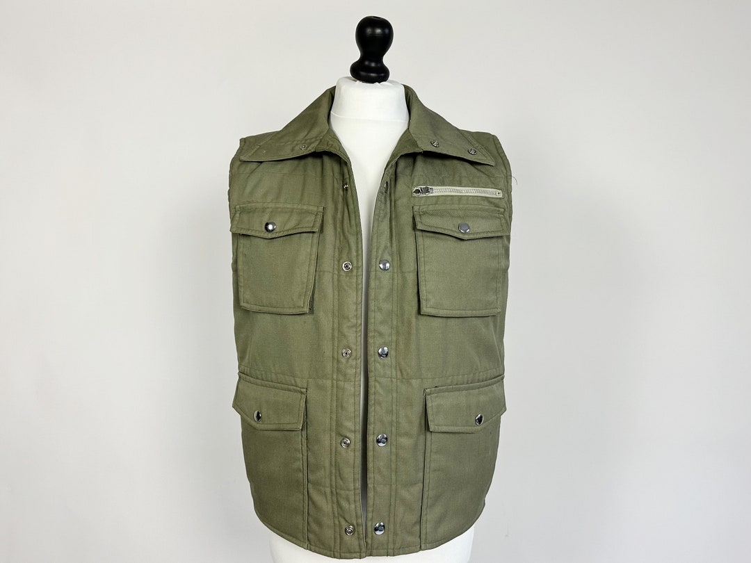 Green Utility Vest Vintage Active Wear Multi Pocket Insulated Fisherman ...
