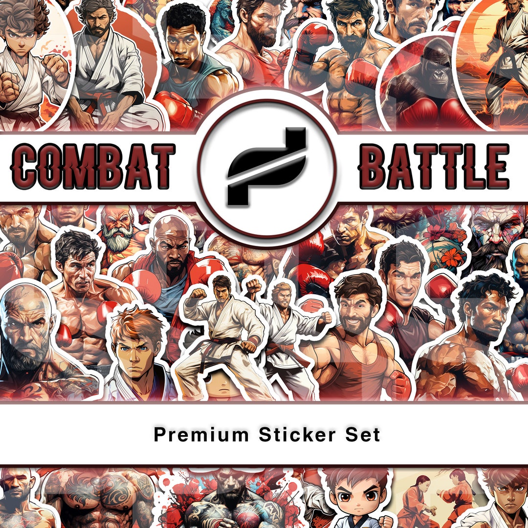 10 Combat Fight Collection Various Art Styles and Colors Sticker Fun ...