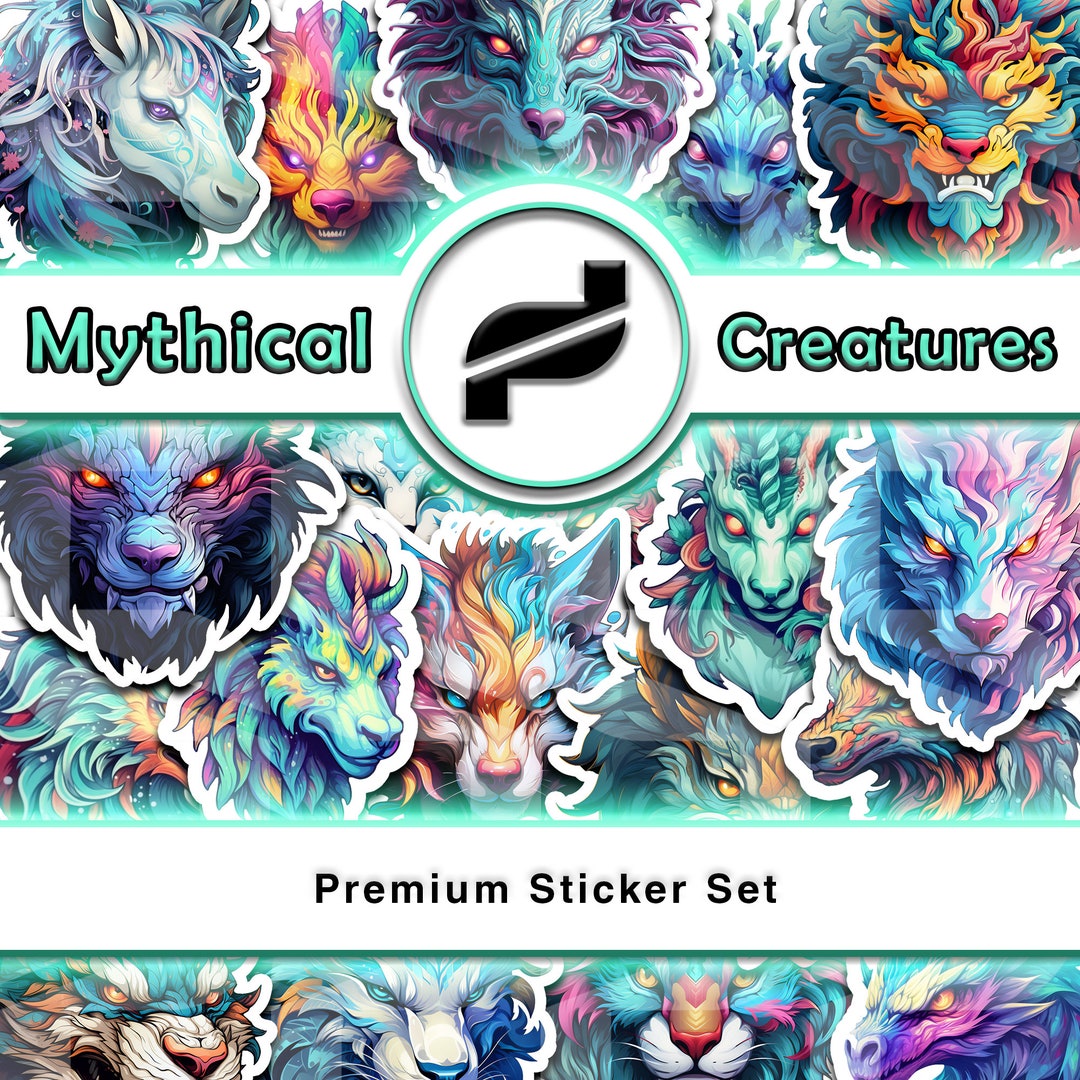 10 Cool Mythical Creatures Various Art Styles and Colors Sticker Lot ...